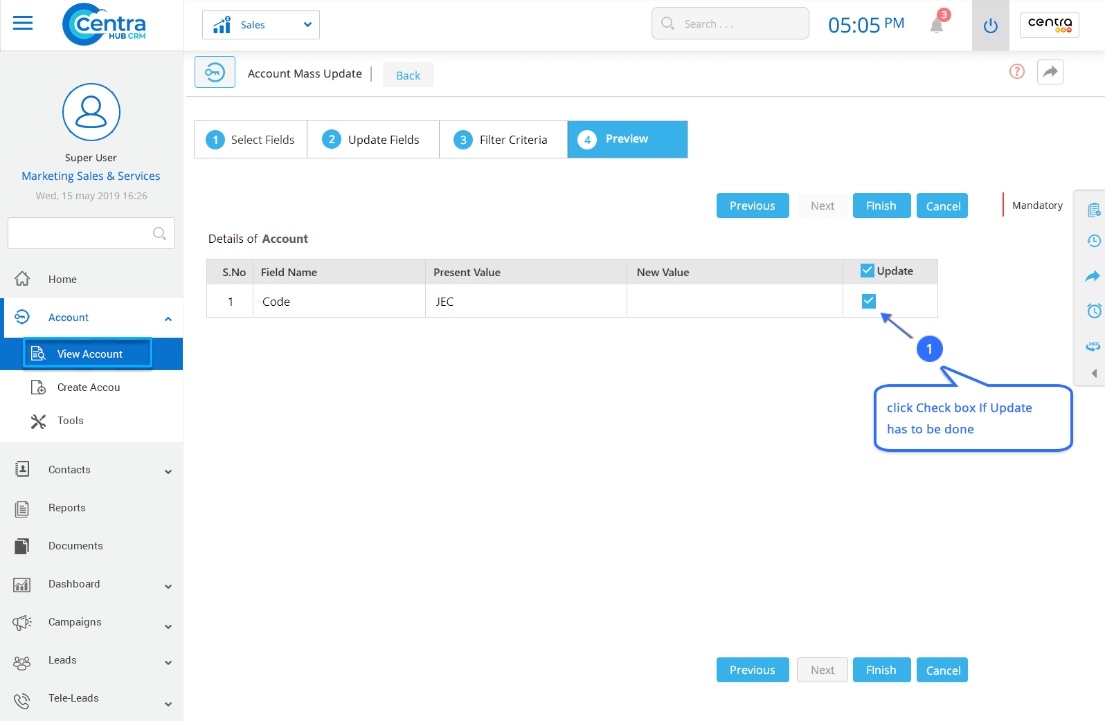 Mass Update | Help Guide | Knowledge Base | CentraHub CRM